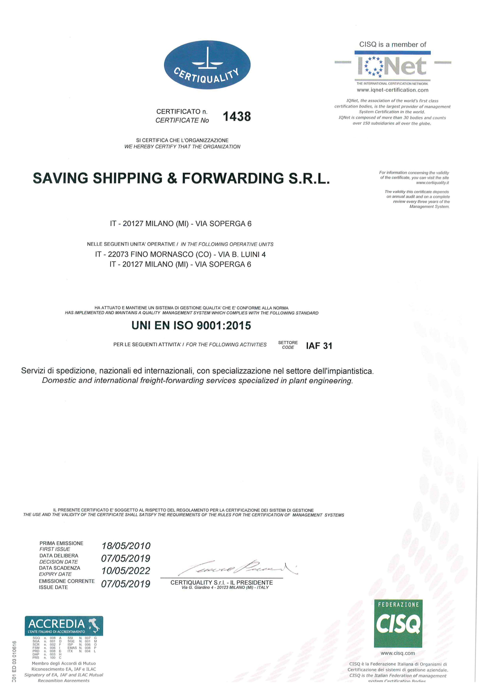 Saving Group – International Freight Forwarders
